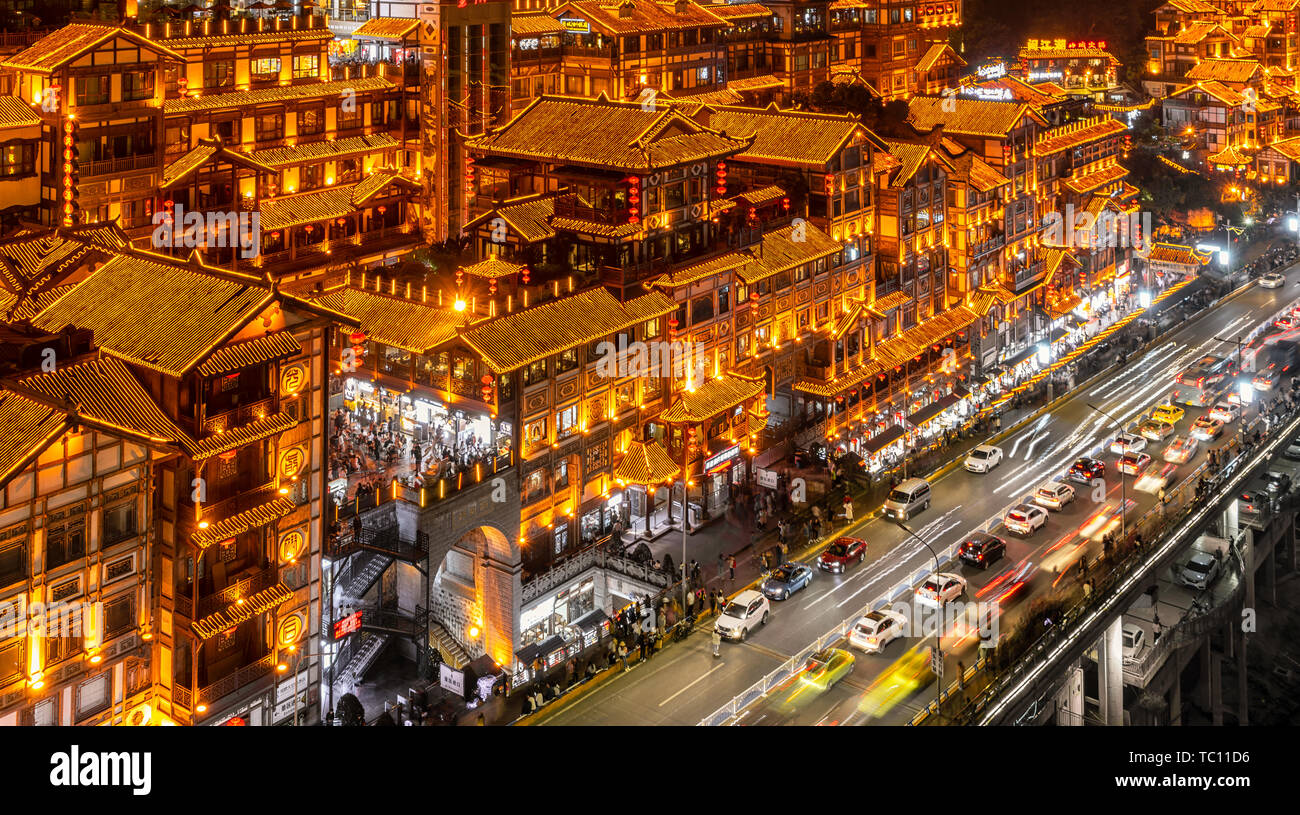 Night view of Hongya Cave, Chongqing Stock Photo - Alamy