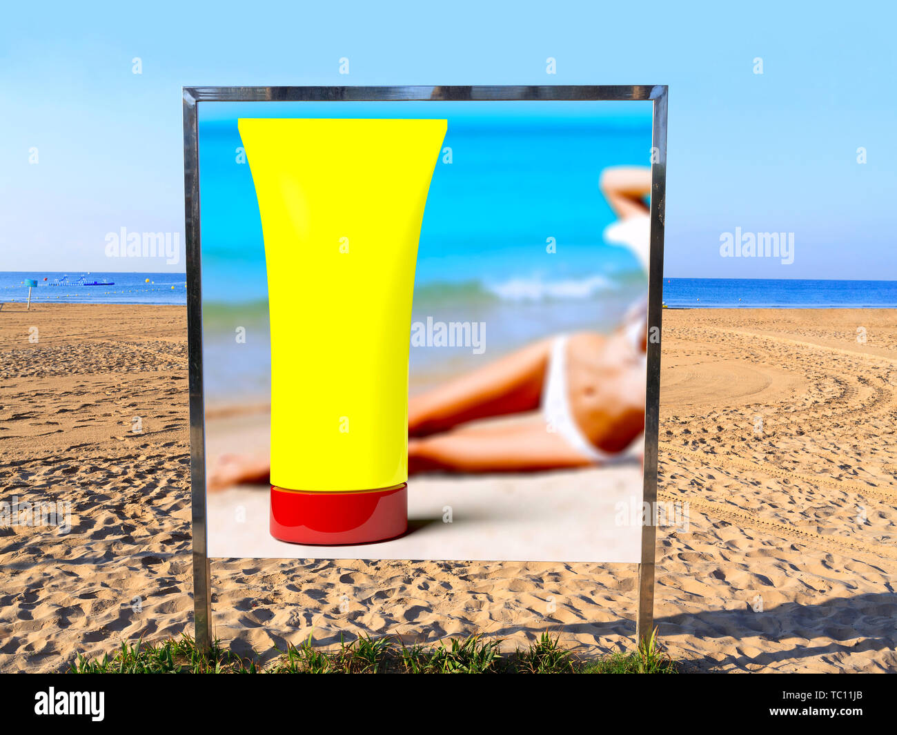 Billboard on a beach Stock Photo - Alamy