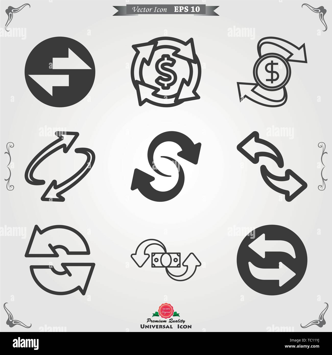 Exchange and convert icon. Arrow trade return. Vector illustration ...