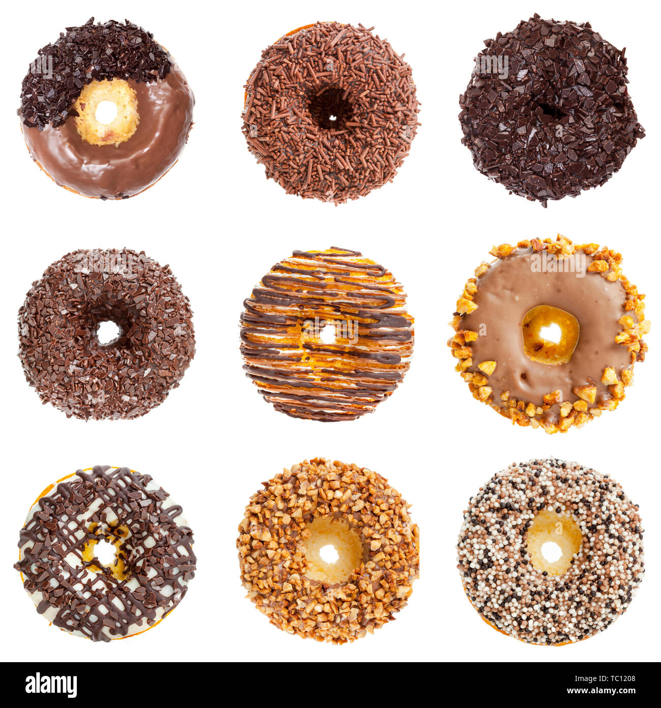Delicious donuts collage, isolated on white Stock Photo - Alamy