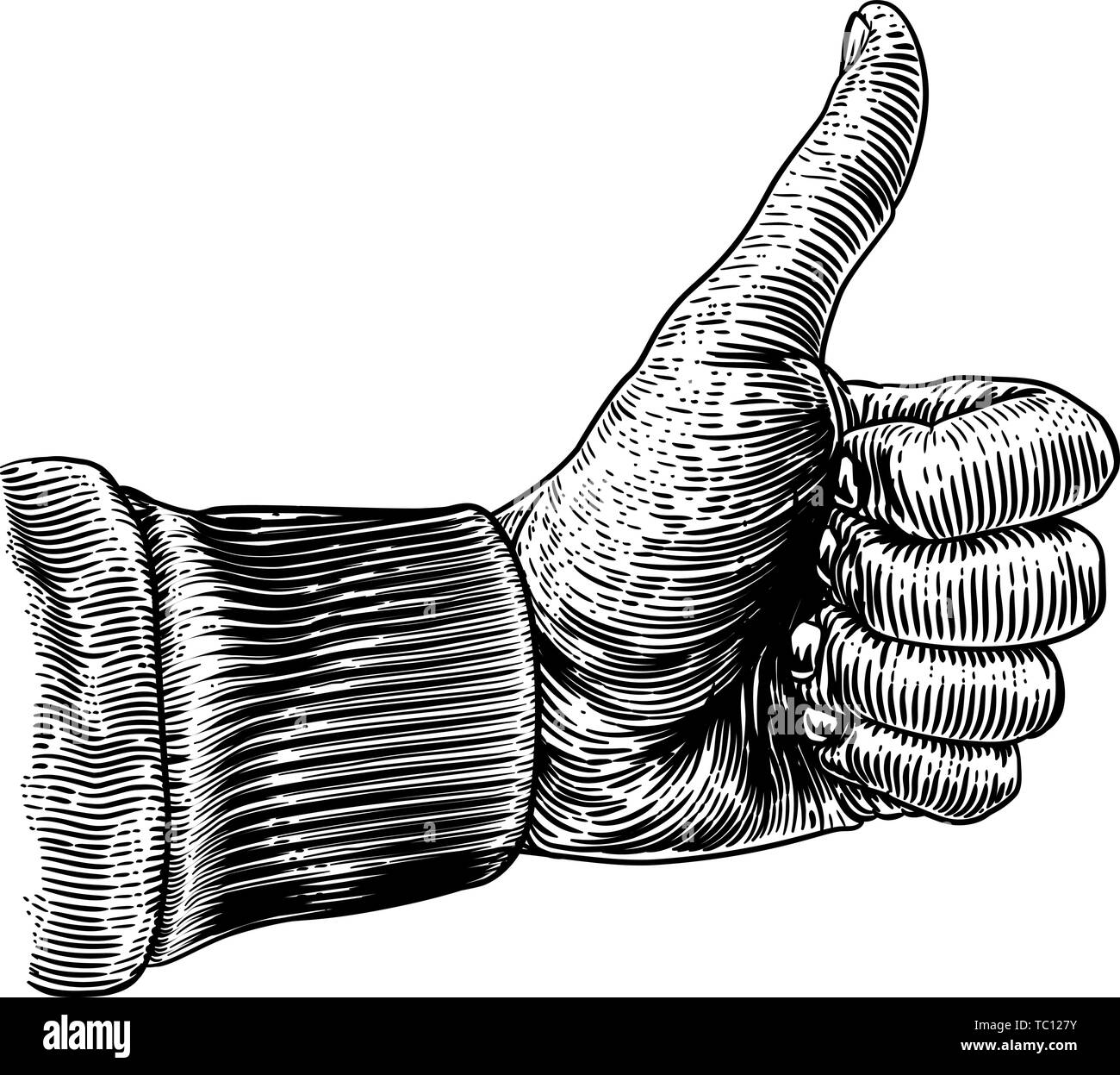 Thumb Up Hand Sign Retro Vintage Woodcut Stock Vector Image & Art - Alamy