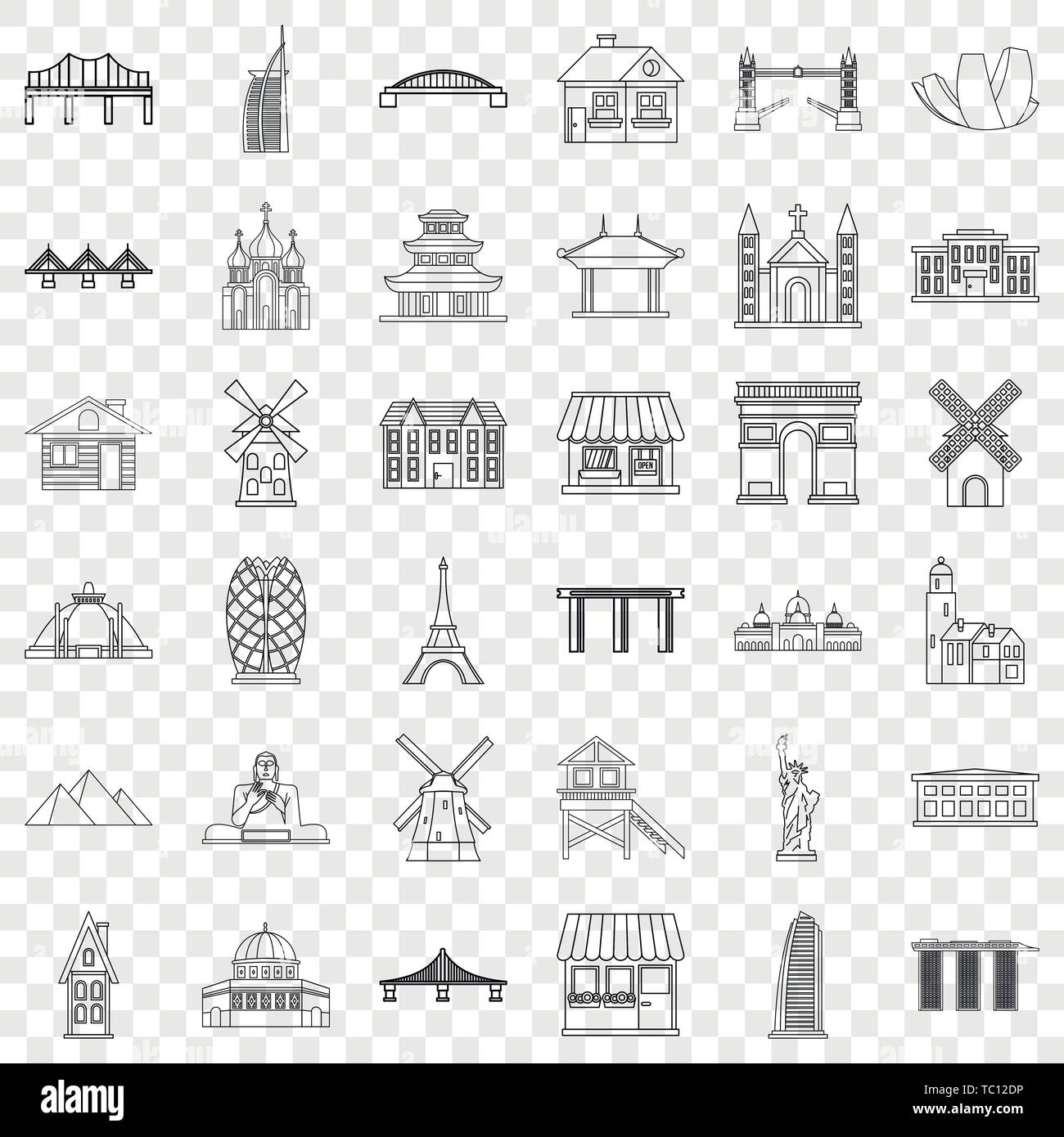 Paris icons set, outline style Stock Vector Image & Art - Alamy