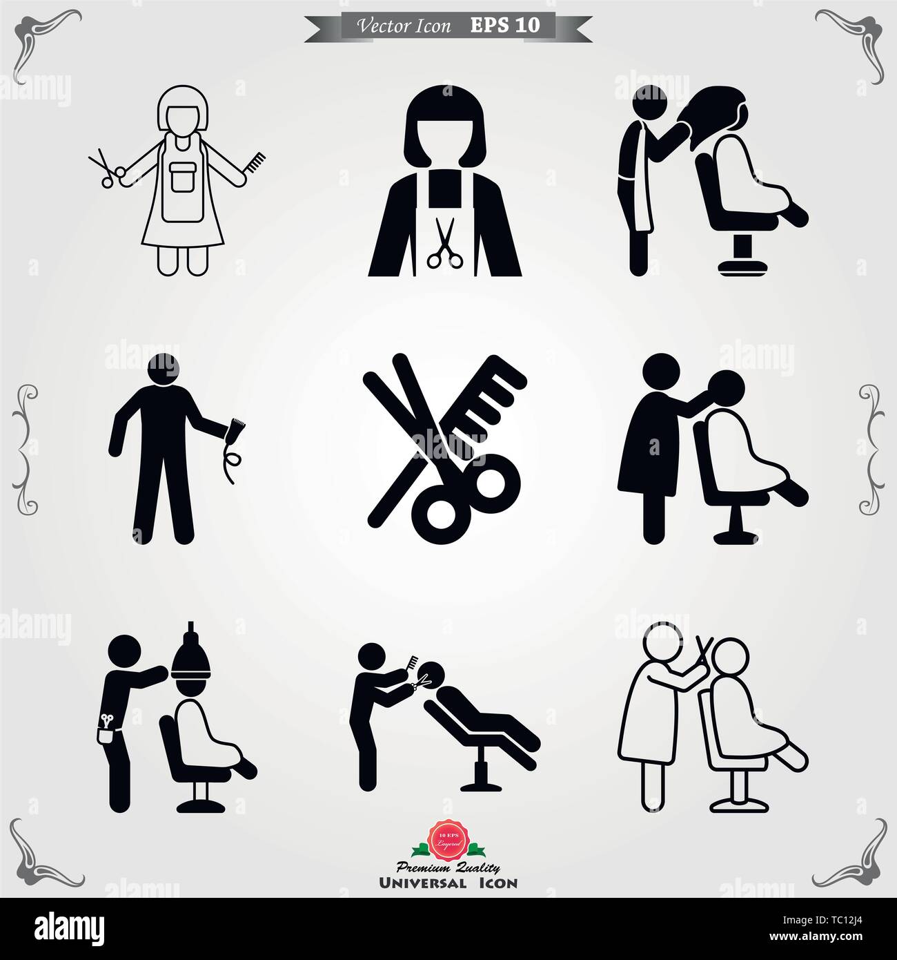 Hairdresser icon logo, vector sign symbol for design Stock Vector Image ...