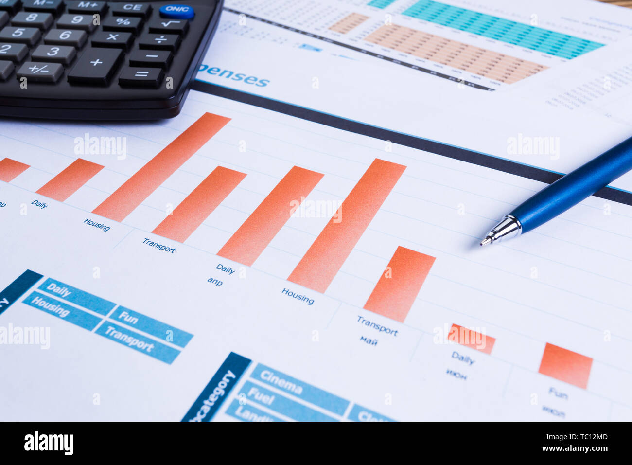 Graphs and Calculator Stock Photo - Alamy