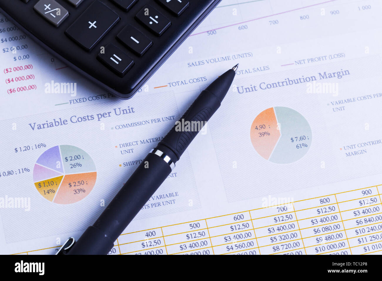 Graphs and Calculator Stock Photo - Alamy