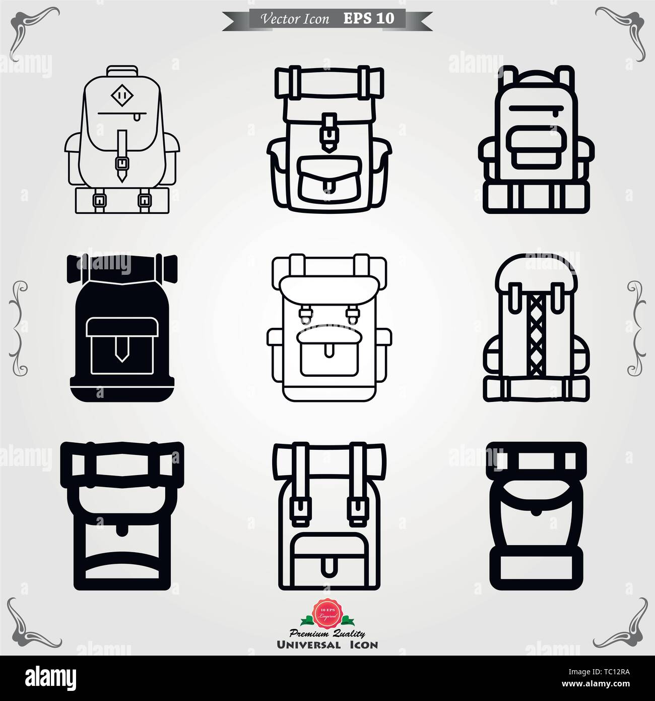 Backpack icon logo, vector sign symbol for design Stock Vector Image ...