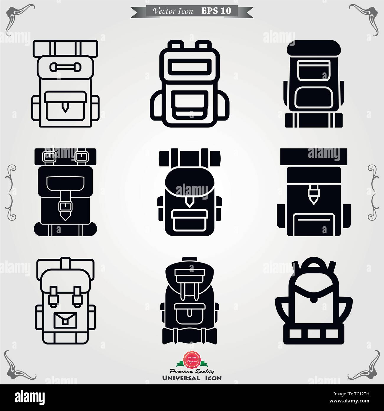 Backpack icon logo, vector sign symbol for design Stock Vector Image ...