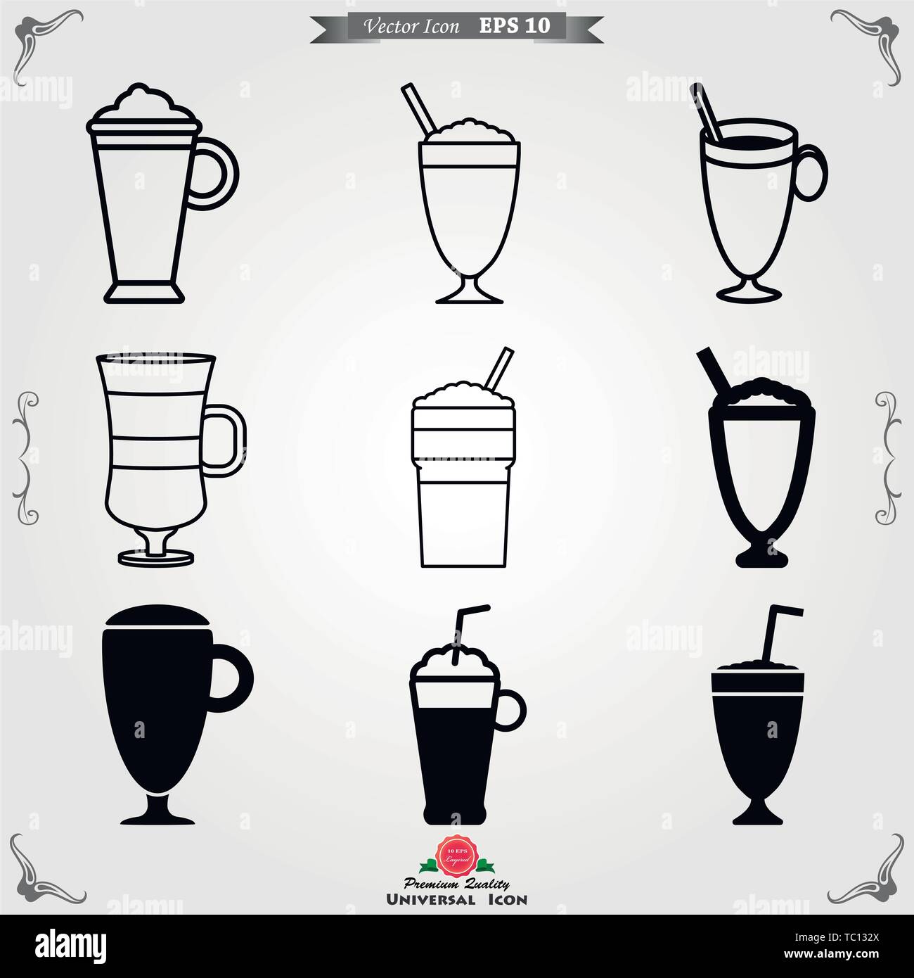 Latte coffee icon. logo, vector sign symbol for design Stock Vector ...
