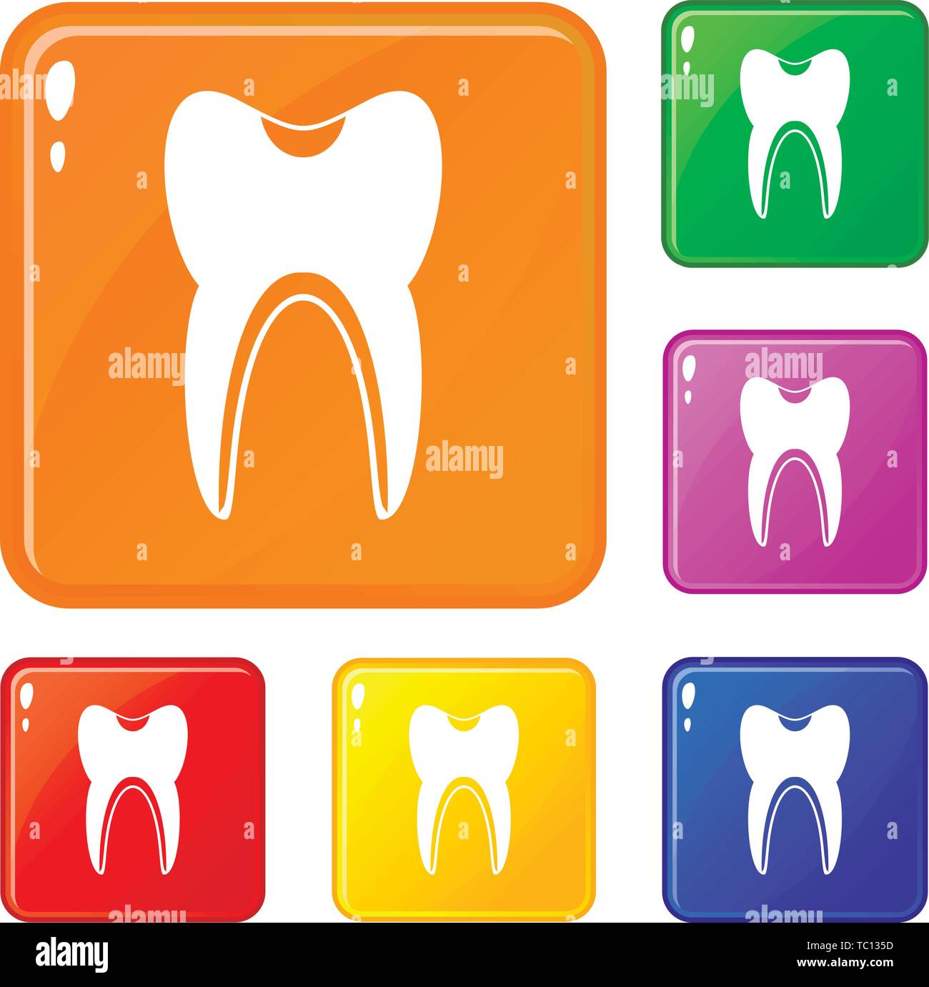 Tooth icons set vector color Stock Vector Image & Art - Alamy