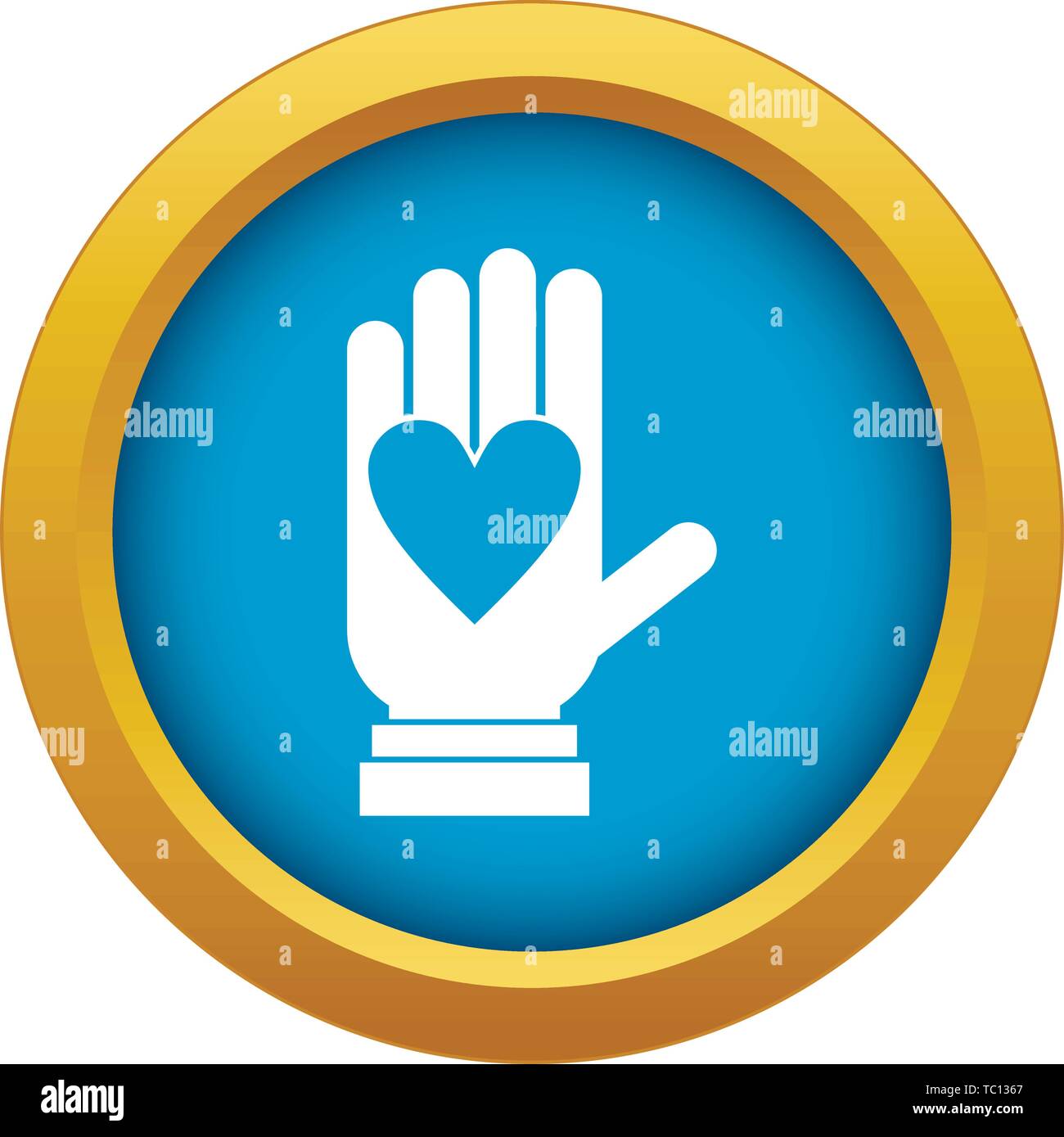 Hand with heart icon blue vector isolated Stock Vector Image & Art - Alamy