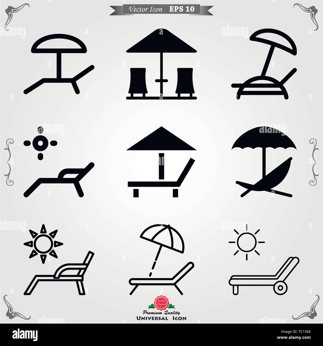 Chaise lounge icon logo, vector sign symbol for design Stock Vector ...