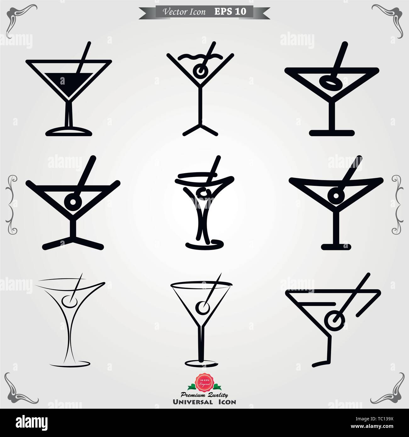 Martini icon logo, vector sign symbol for design Stock Vector Image ...
