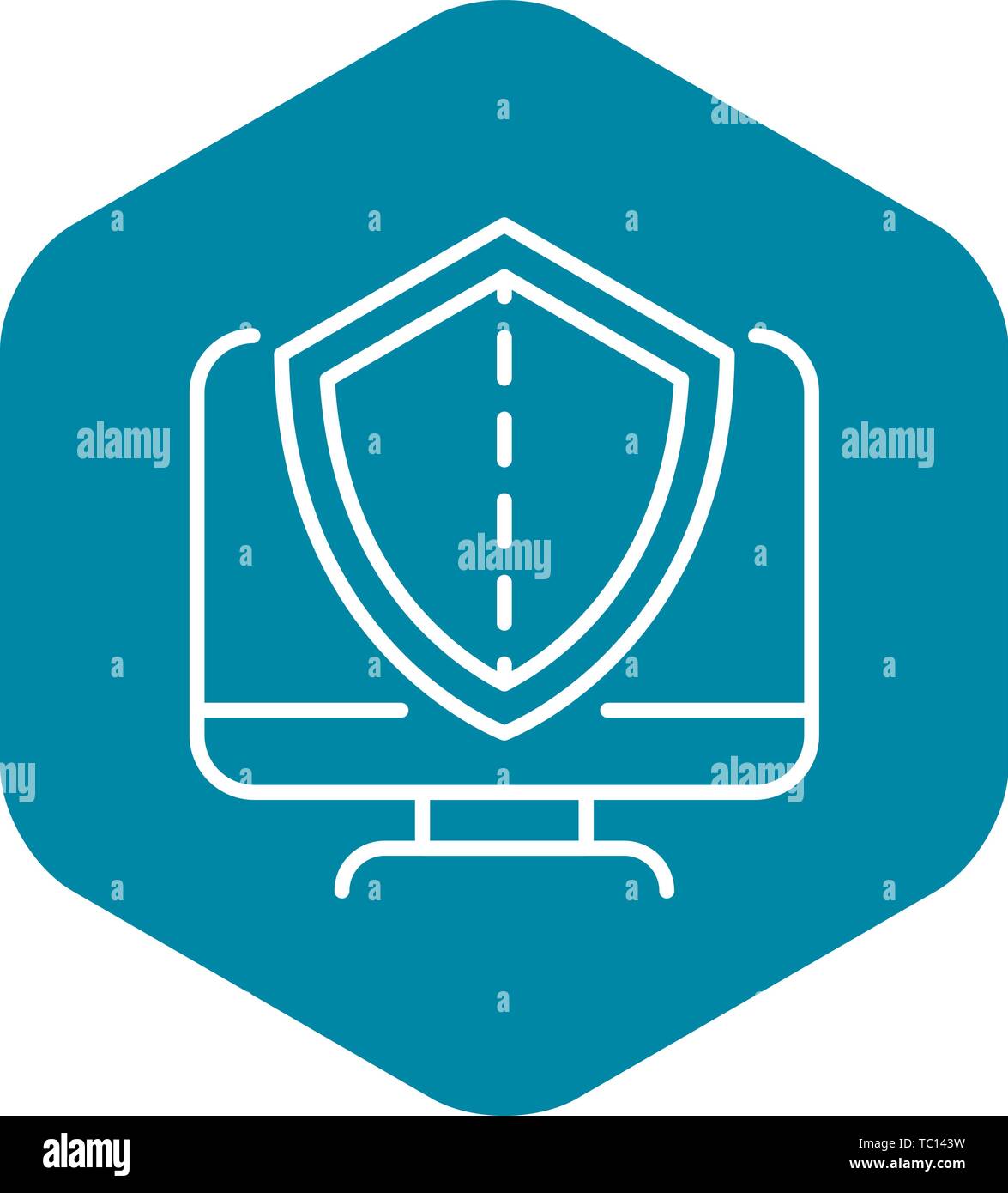 Secured computer icon, outline style Stock Vector Image & Art - Alamy