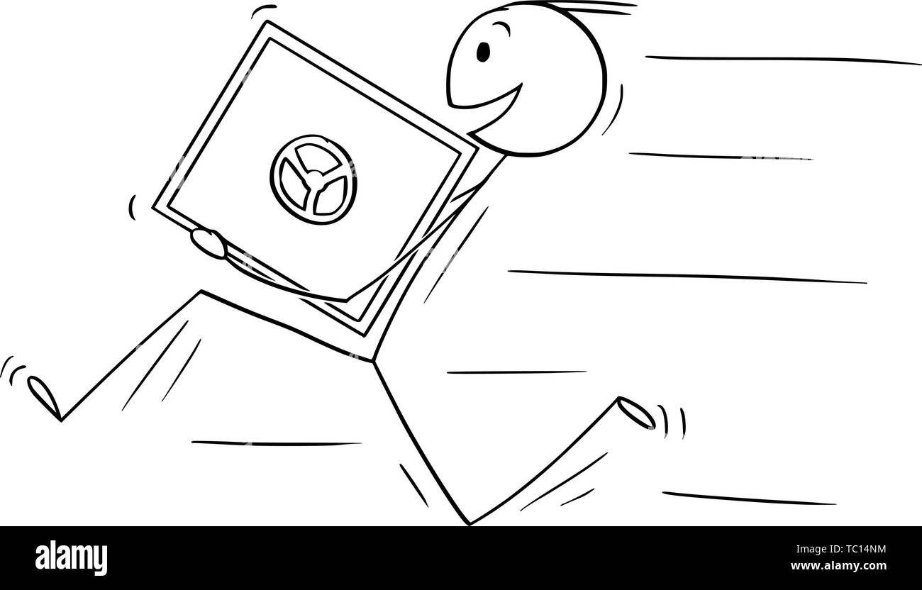 Vector cartoon stick figure drawing conceptual illustration of man or ...