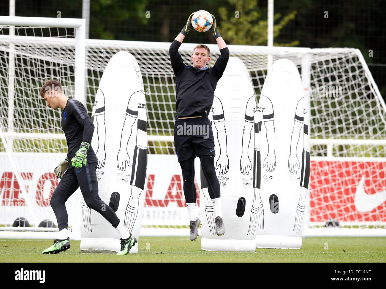 England Under 21 goalkeeper Dean Henderson during the training session ...