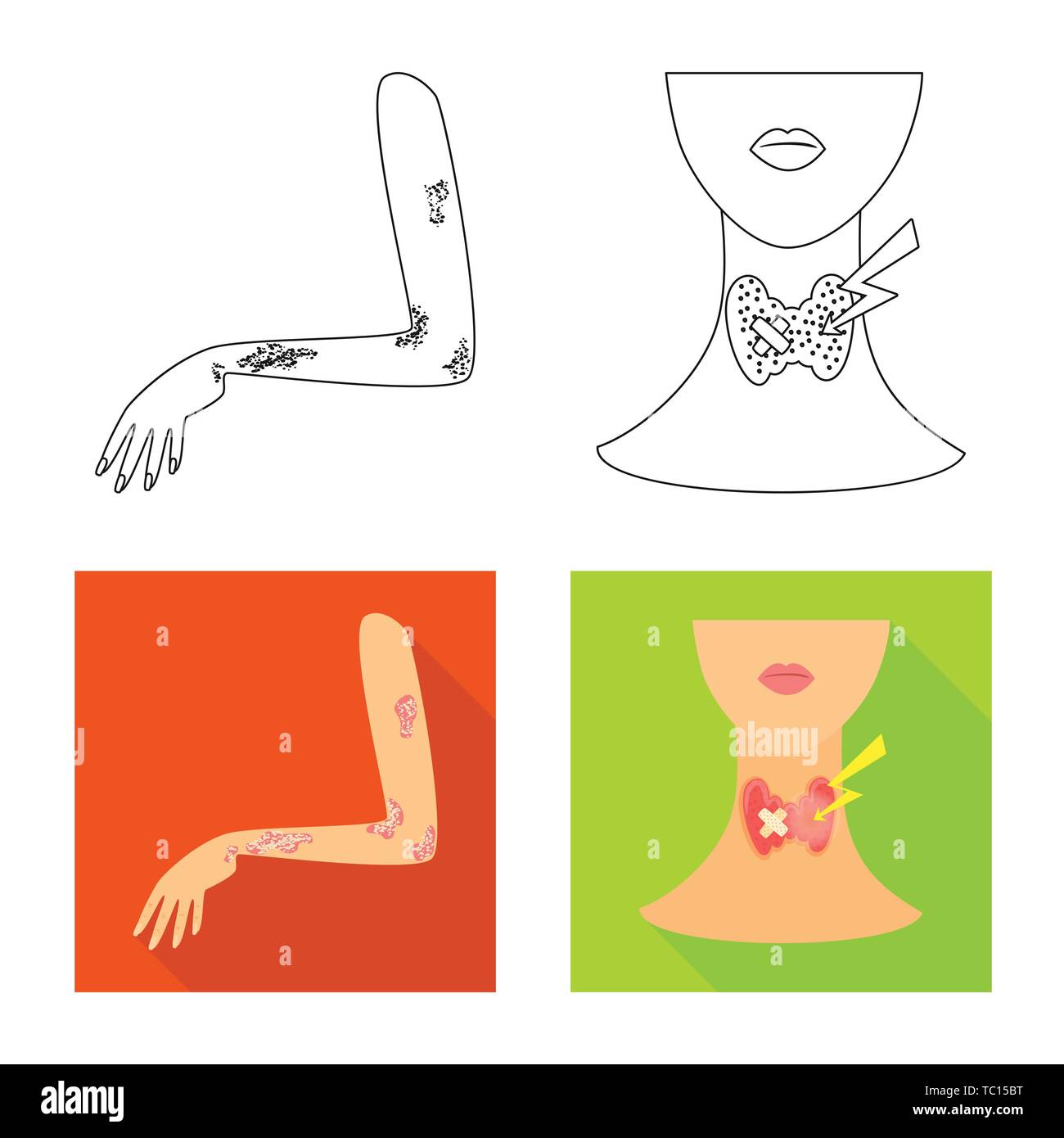 Vector design of medical and pain symbol. Set of medical and disease ...