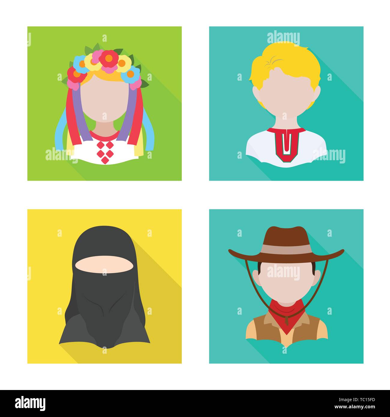 Vector illustration of nation and race sign. Collection of nation and ...