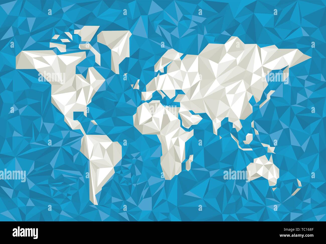 Vector illustration. World map in white in crumpled paper style Stock ...