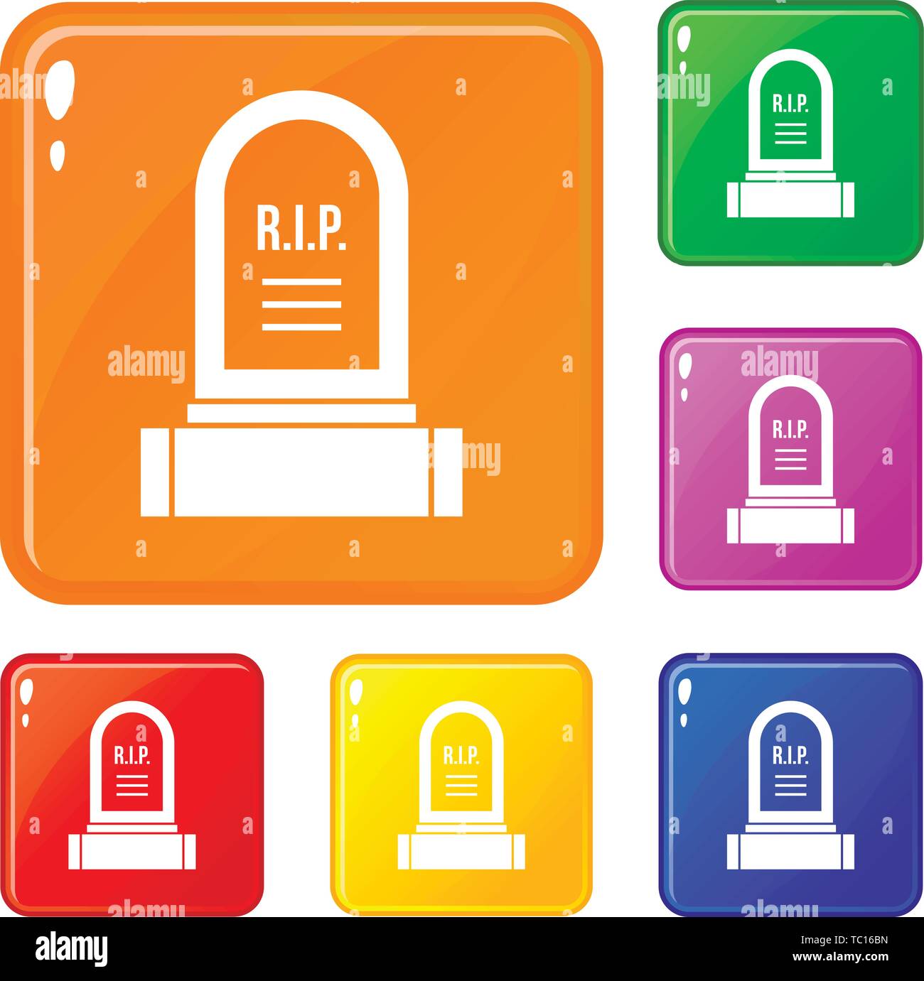 Headstone icons set vector color Stock Vector Image & Art - Alamy