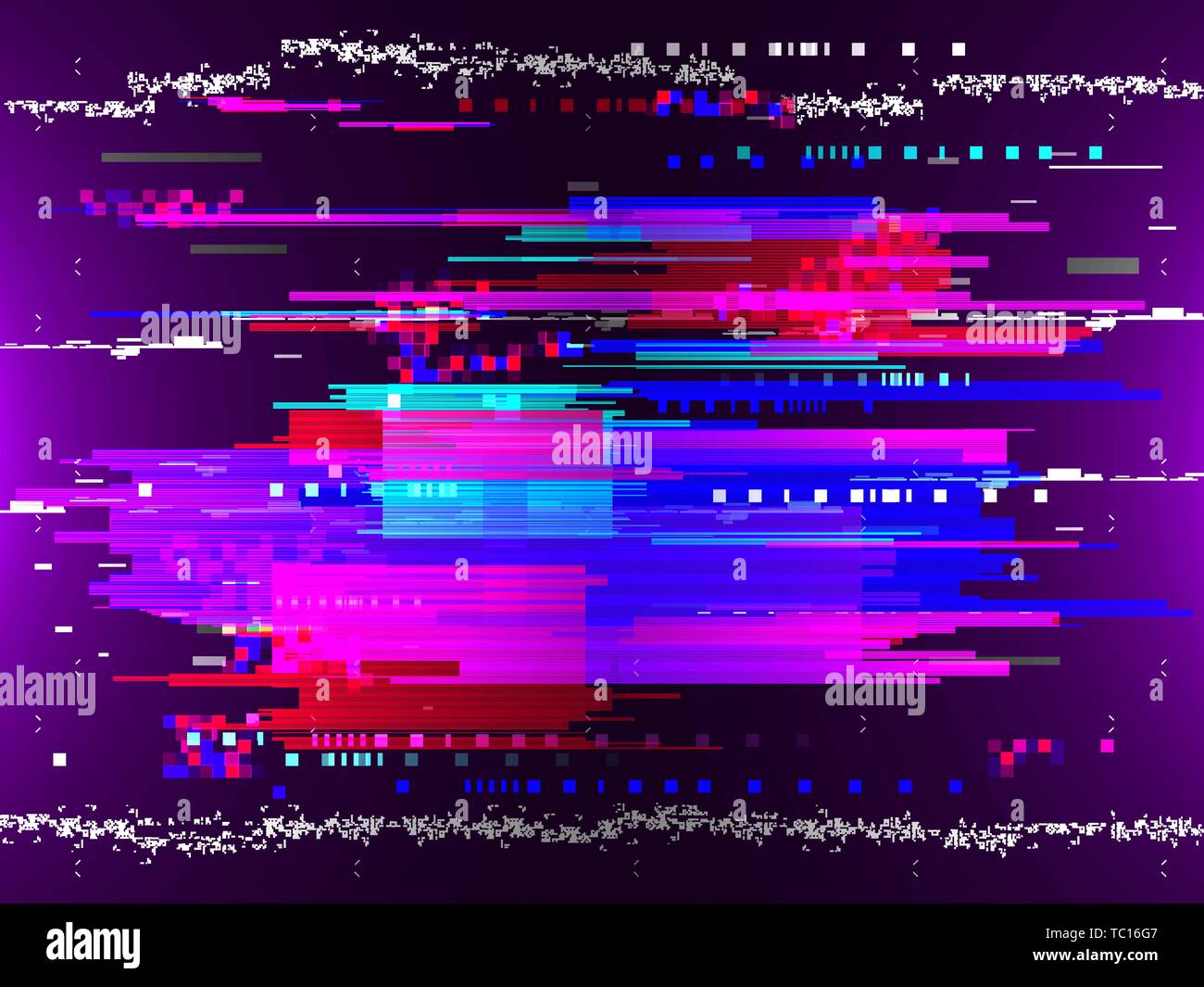 Glitched color horizontal and vertical stripes and shapes. Abstract ...