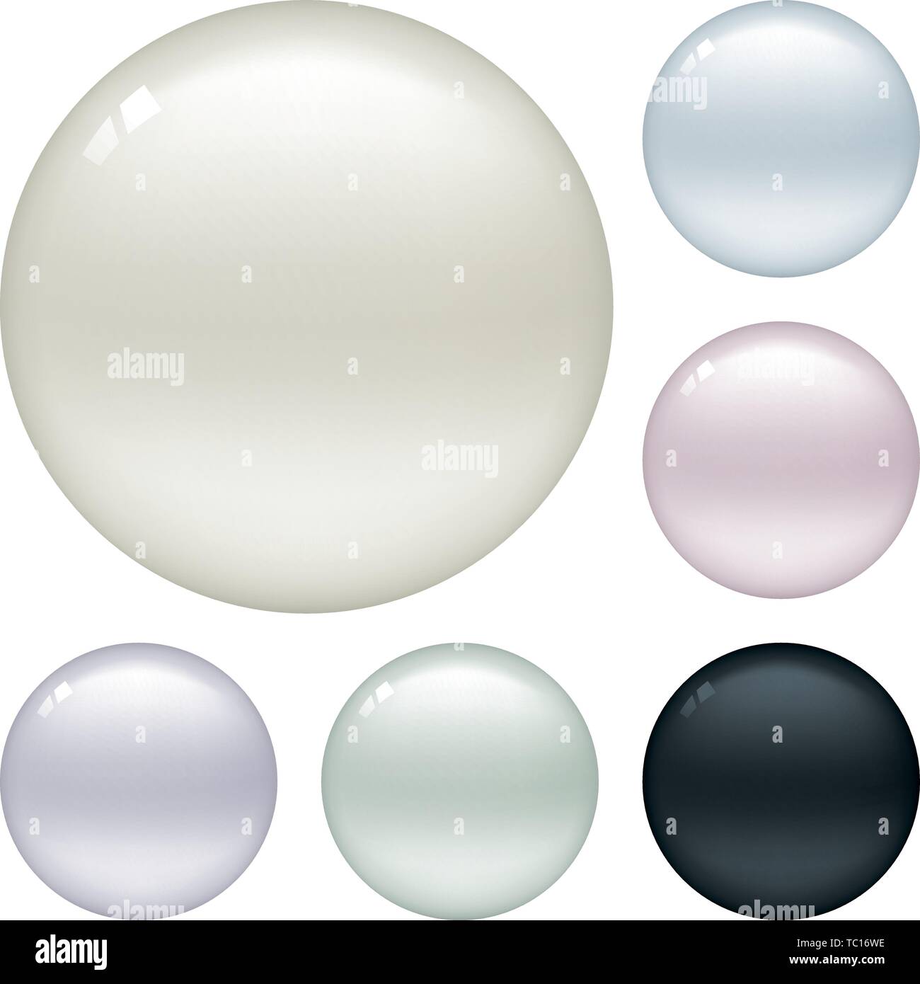 Vector illustration. Pearl icon in six different colors. Isolated on ...