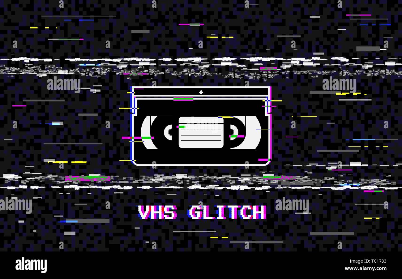 Glitch video cassette. Abstract white horizontal distortions. VHS ...