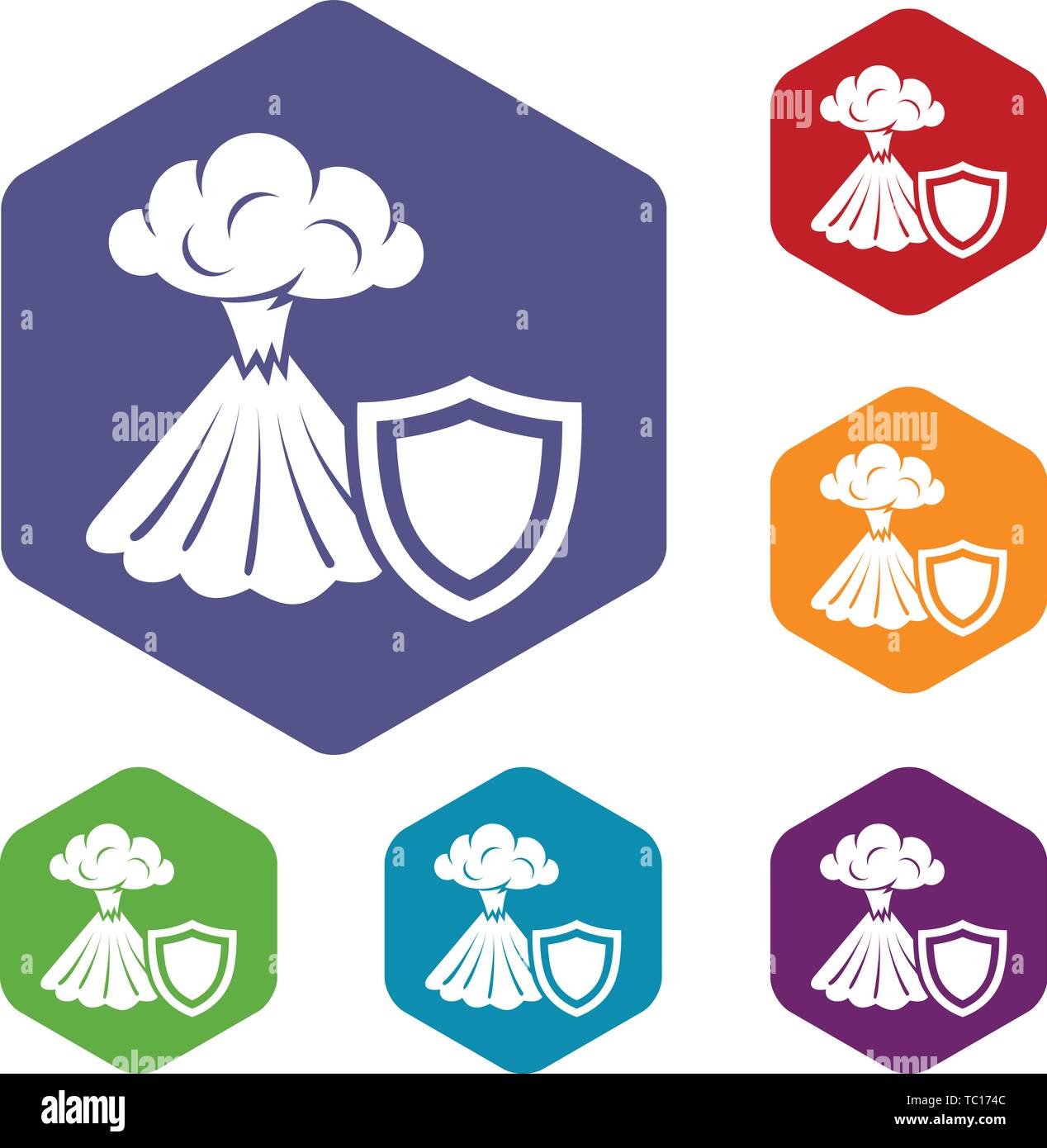Volcano protection icons vector hexahedron Stock Vector Image & Art - Alamy
