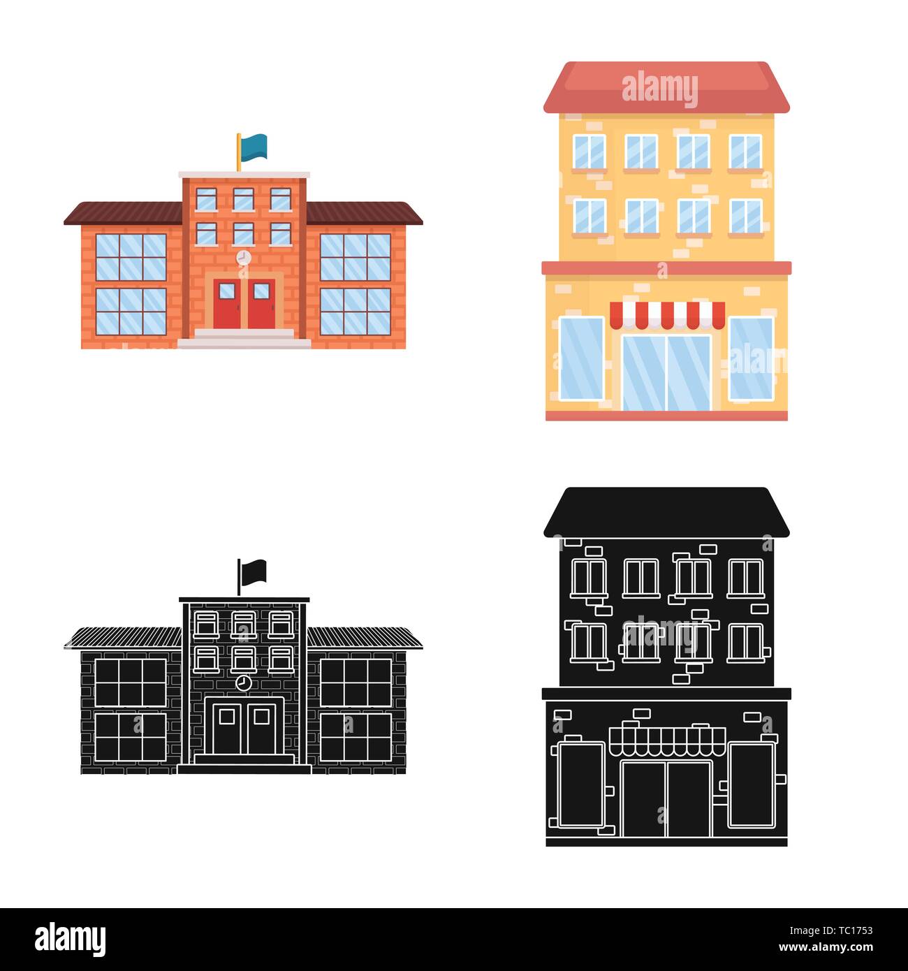 Vector illustration of municipal and center logo. Set of municipal and ...