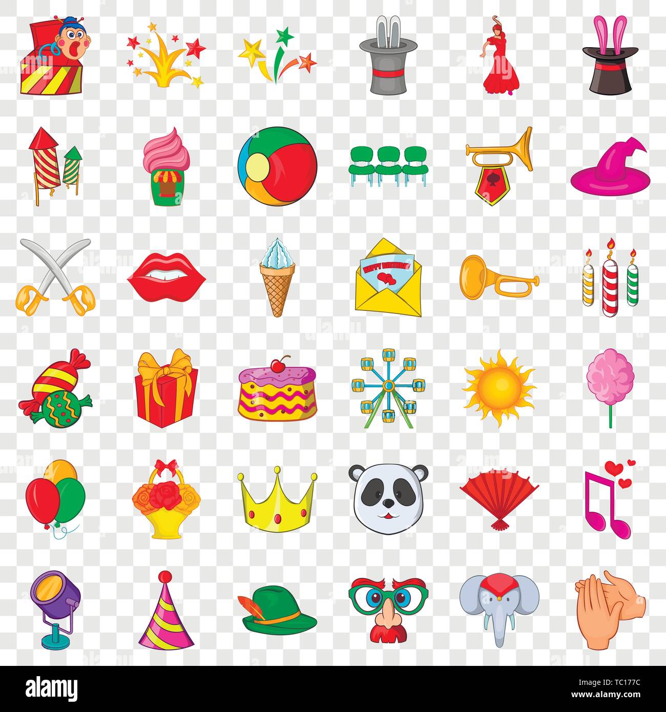 Firework icons set, cartoon style Stock Vector Image & Art - Alamy