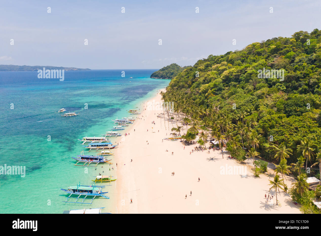 Puka Shell Beach, Boracay Island, Philippines, aerial view. Tropical ...