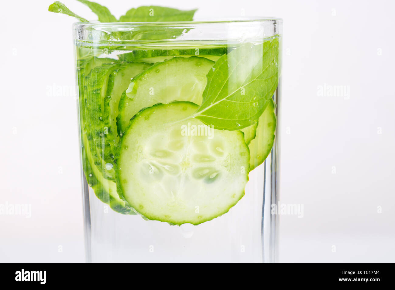 Close-up of a glass of cucumber water Stock Photo - Alamy
