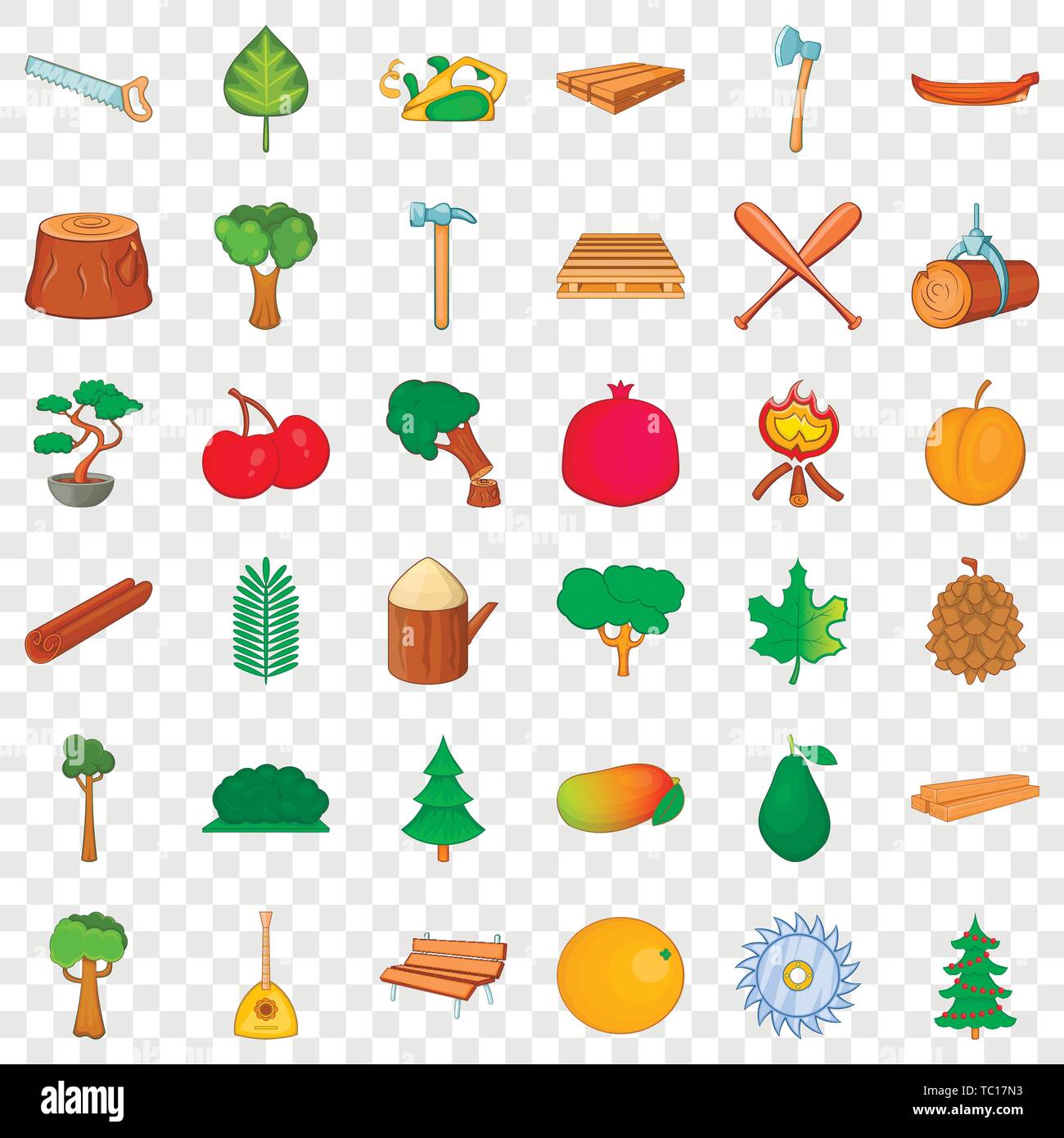 Wood icons set, cartoon style Stock Vector Image & Art - Alamy