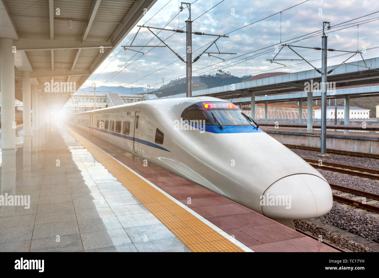 Harmony high-speed rail EMU train enters station Stock Photo - Alamy