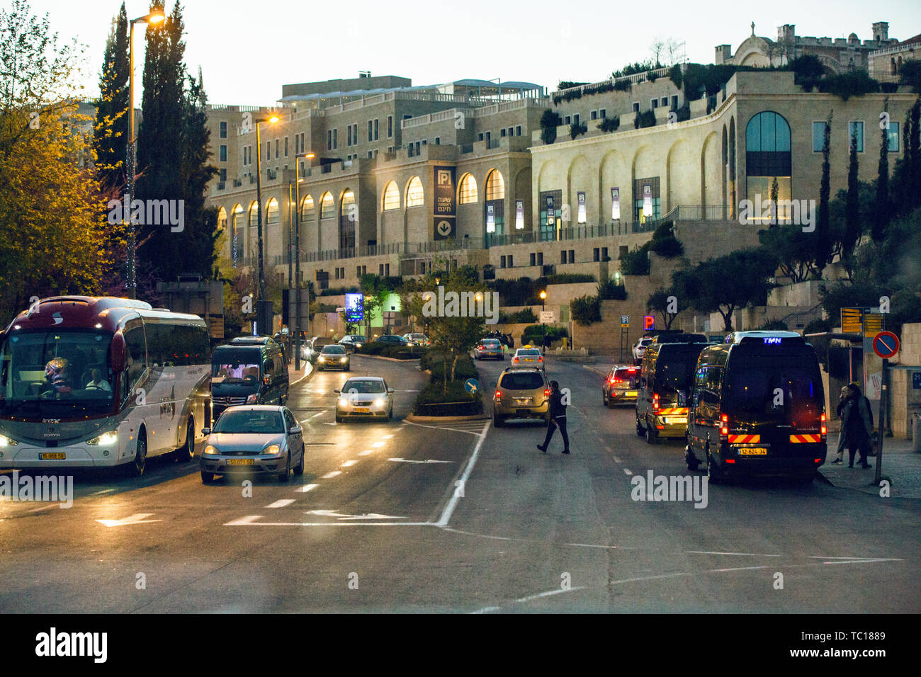 Middle East, Israel, Jerusalem, panorama, church, city, street, road ...