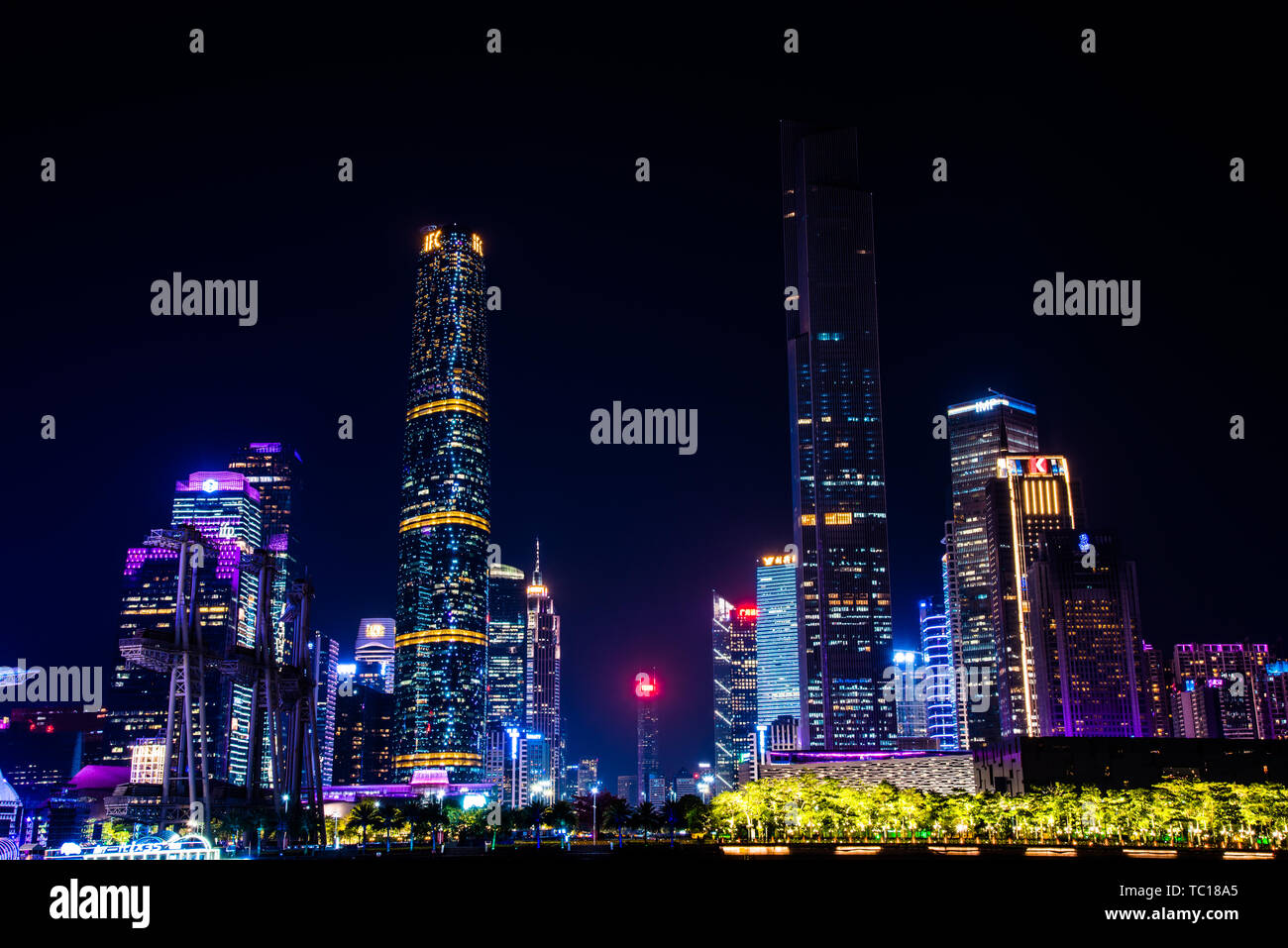 CBD Night View of Pearl River New City, Guangzhou City, Guangdong ...