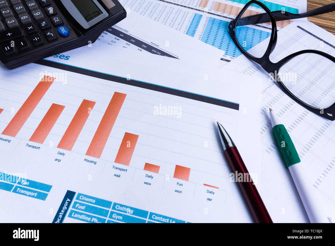 Graphs and Calculator Stock Photo - Alamy