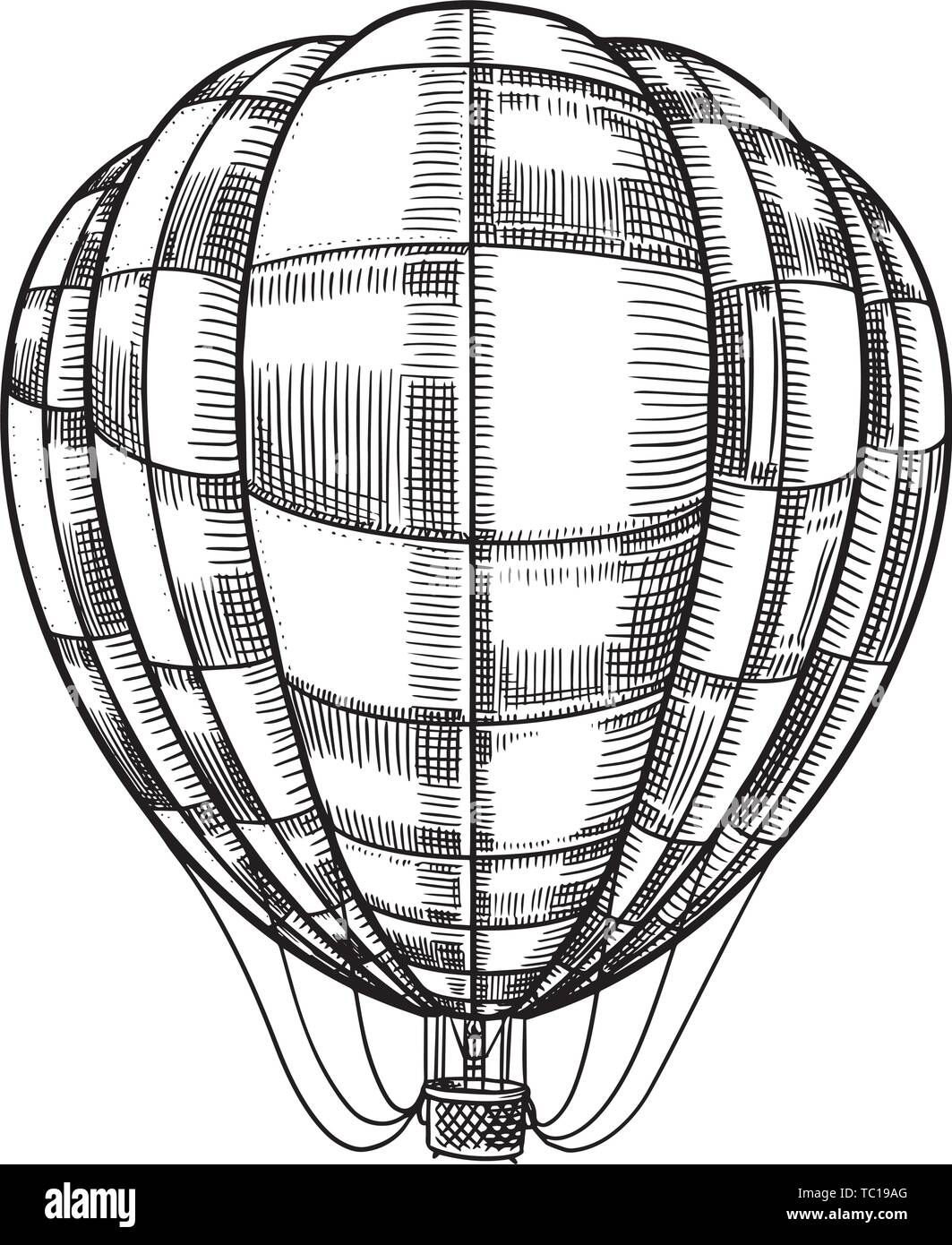 Vintage Hot Air Balloon. Vector retro flying airship with decorative ...