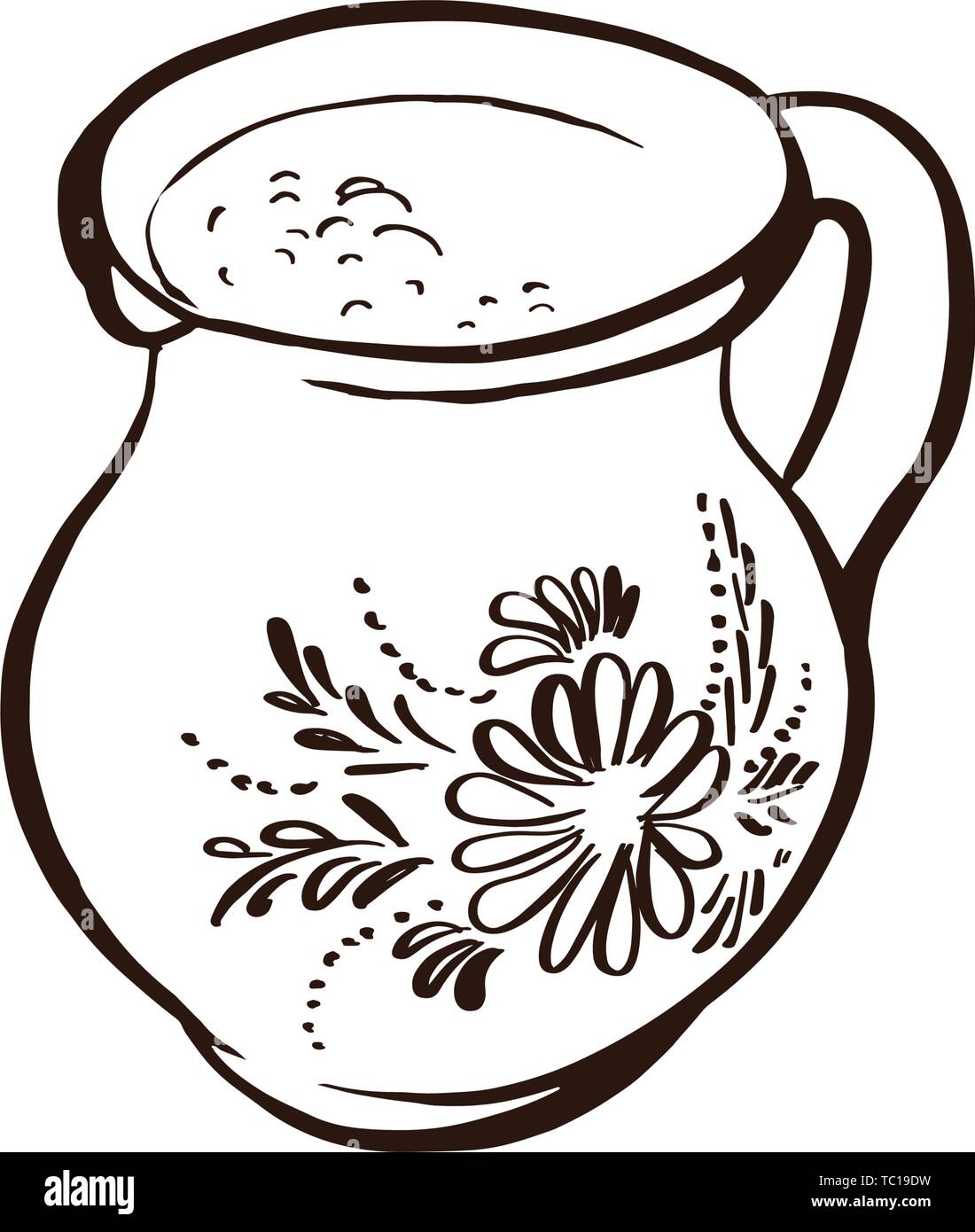 Clay mug of milk. Hand drawn design element Stock Vector Image & Art ...