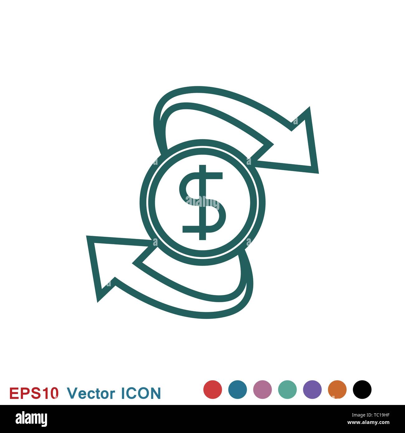 Exchange and convert icon. Arrow trade return. Vector illustration ...