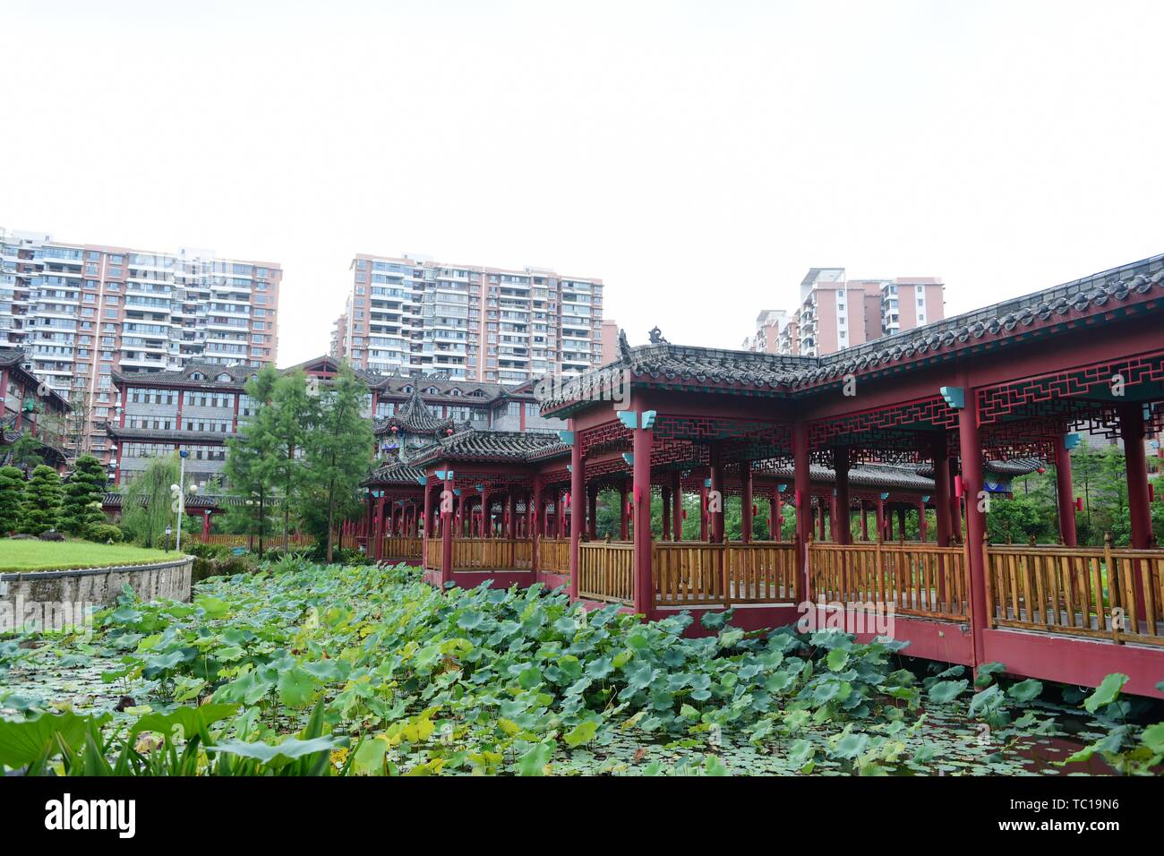Antique architecture and lotus pavilion lotus Stock Photo - Alamy