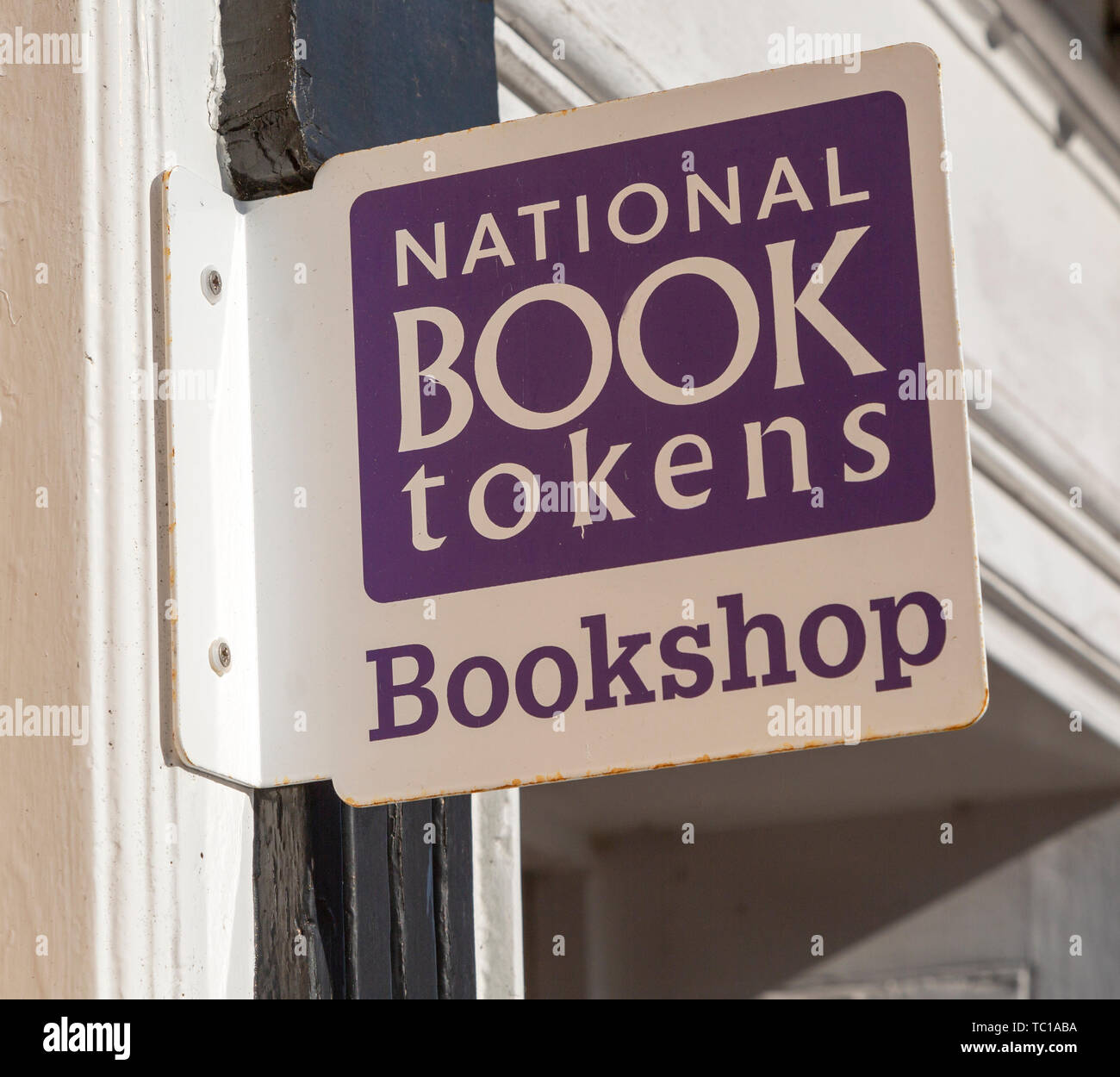 National Book Tokens bookshop sign, Halesworth, Suffolk, England Stock ...