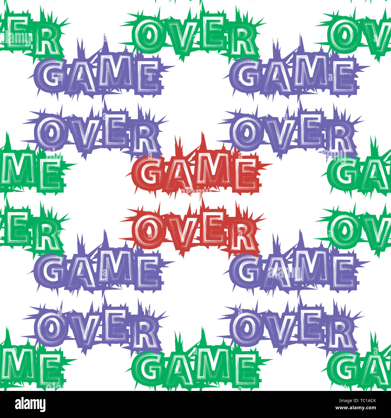 Red Blue Green Game Over Sign Seamless Pattern. Gaming Concept. Video ...