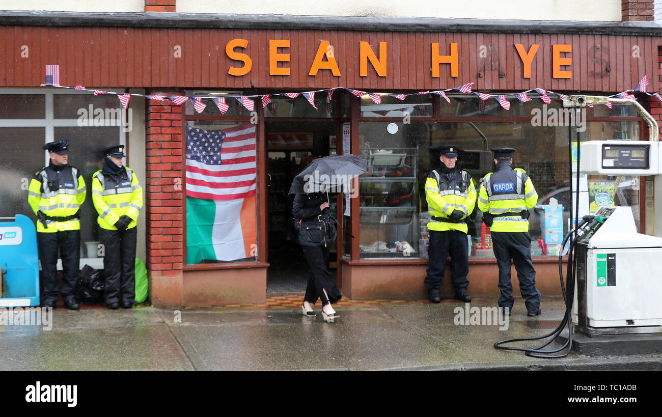 Gardai on duty as the village of Doonbeg prepares for the arrival of US ...