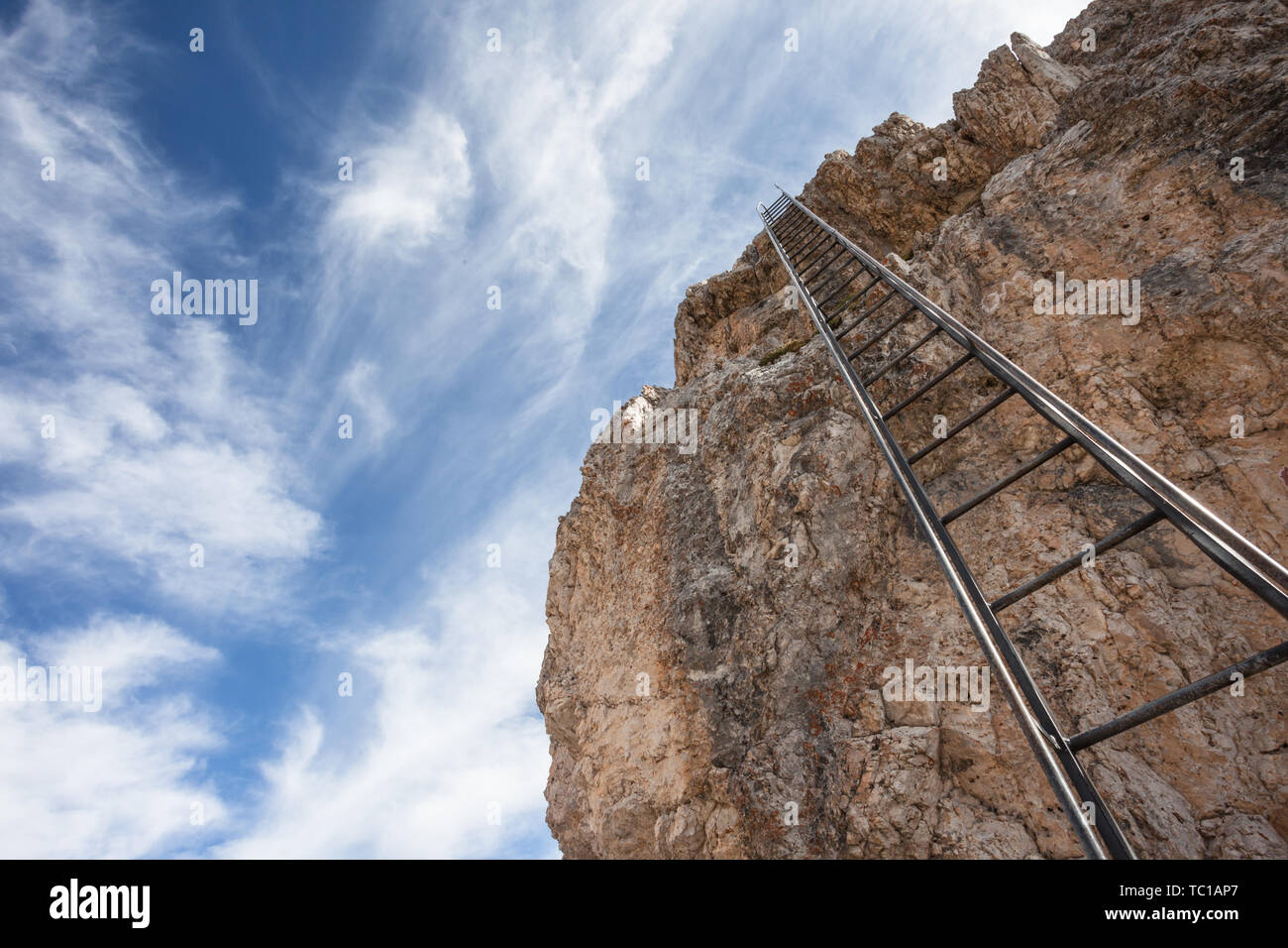 trekking long a via ferrata in Dolomites Stock Photo - Alamy