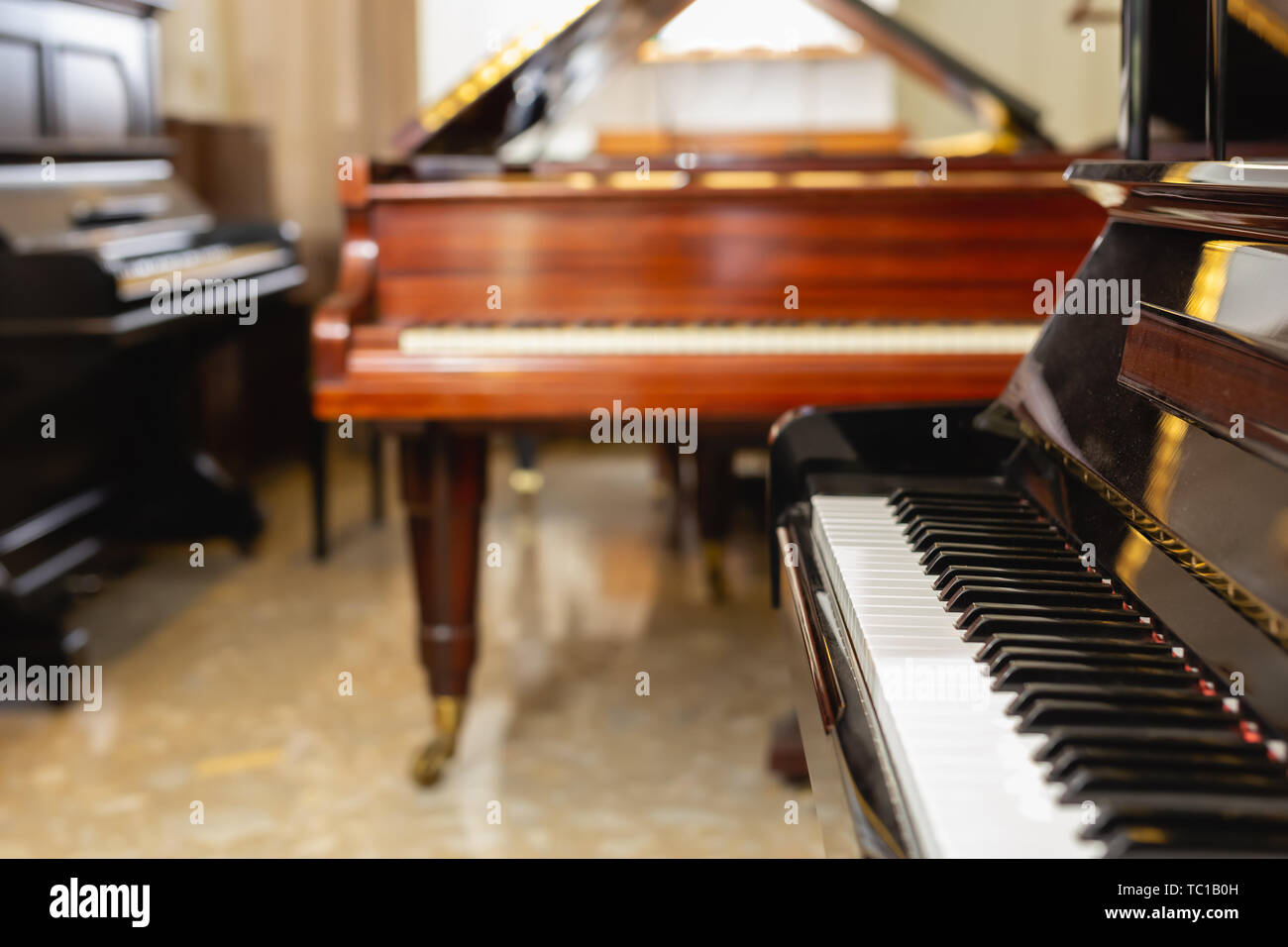 Rare musical instruments in a music store Stock Photo - Alamy
