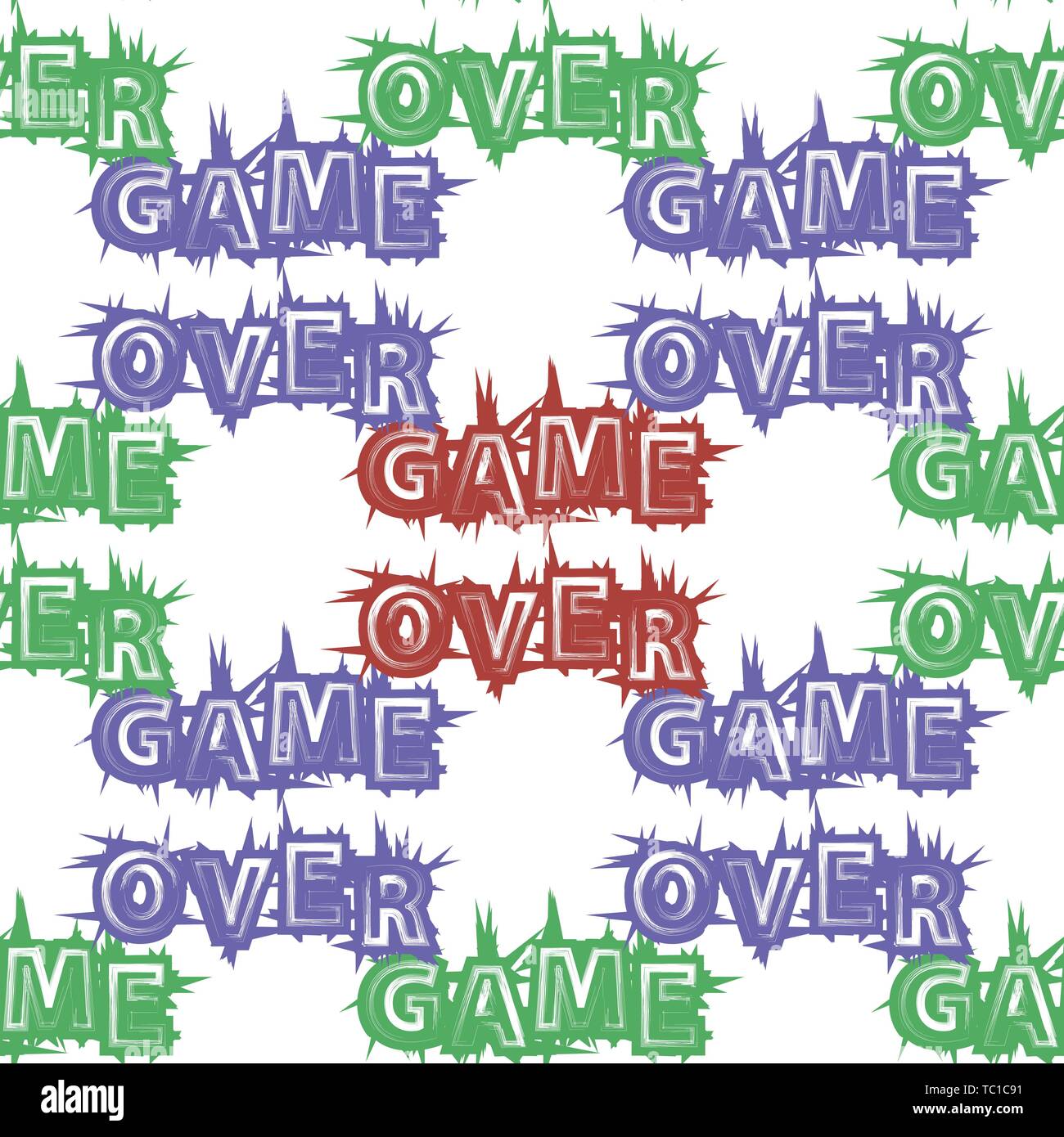 Red Blue Green Game Over Sign Seamless Pattern. Gaming Concept. Video ...