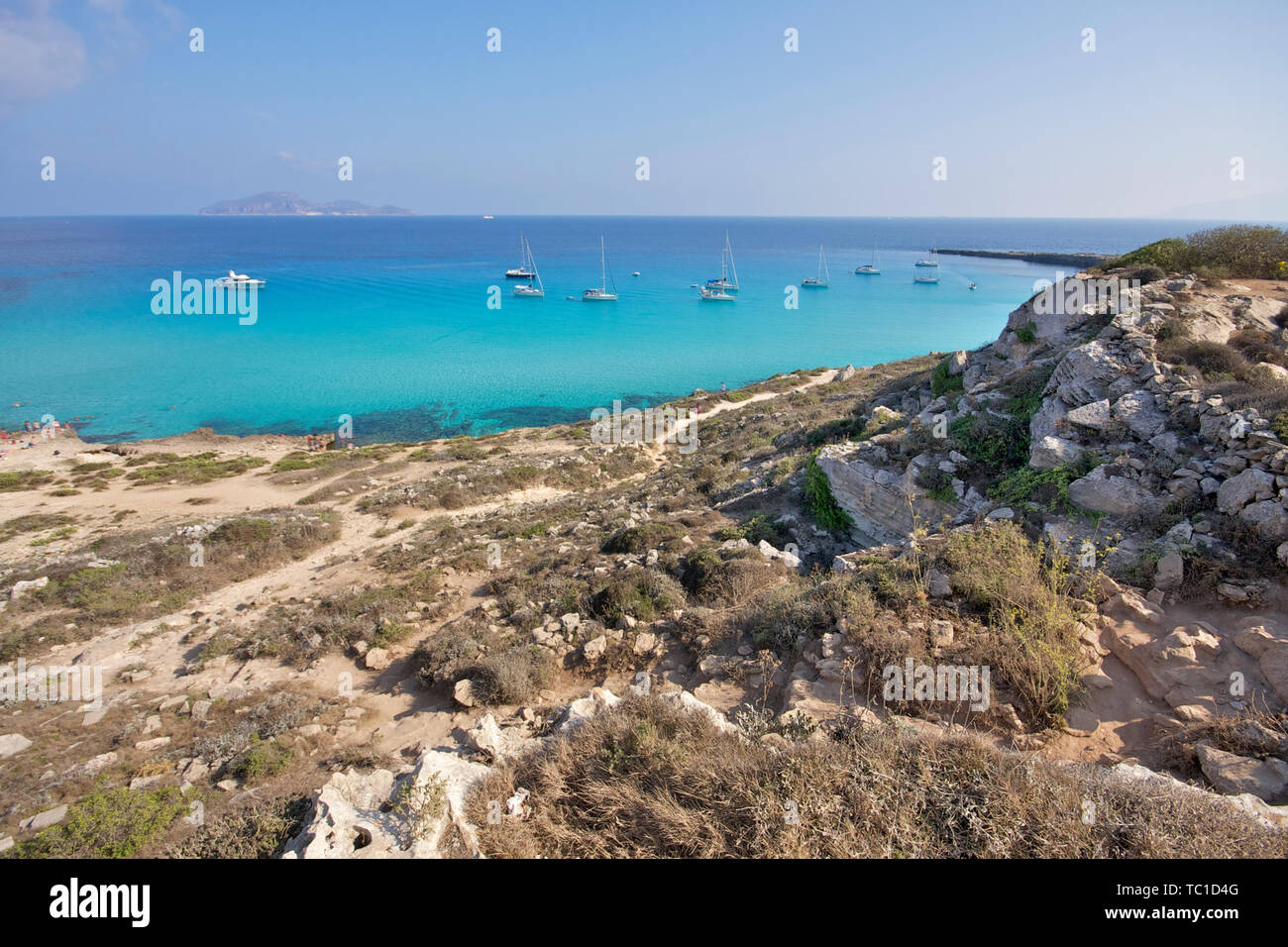 Cala Rossa, beach on Favignana islands. Archipelago of Egadi. Sicily ...