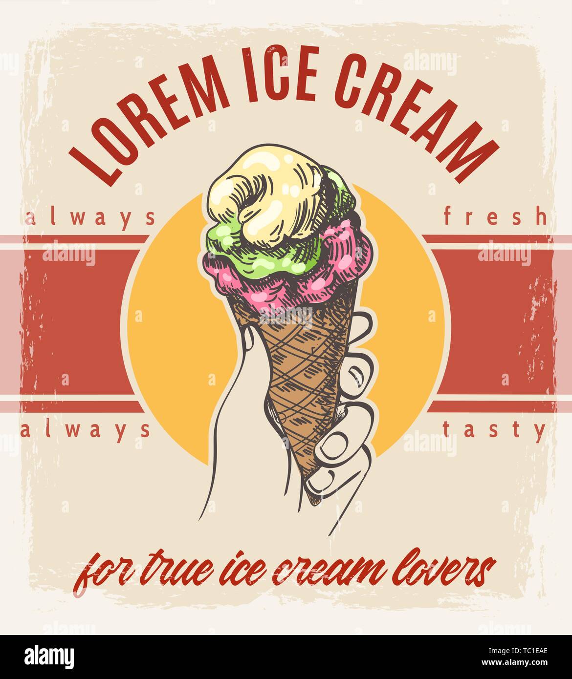 Ice Cream Sundae Vector Vintage