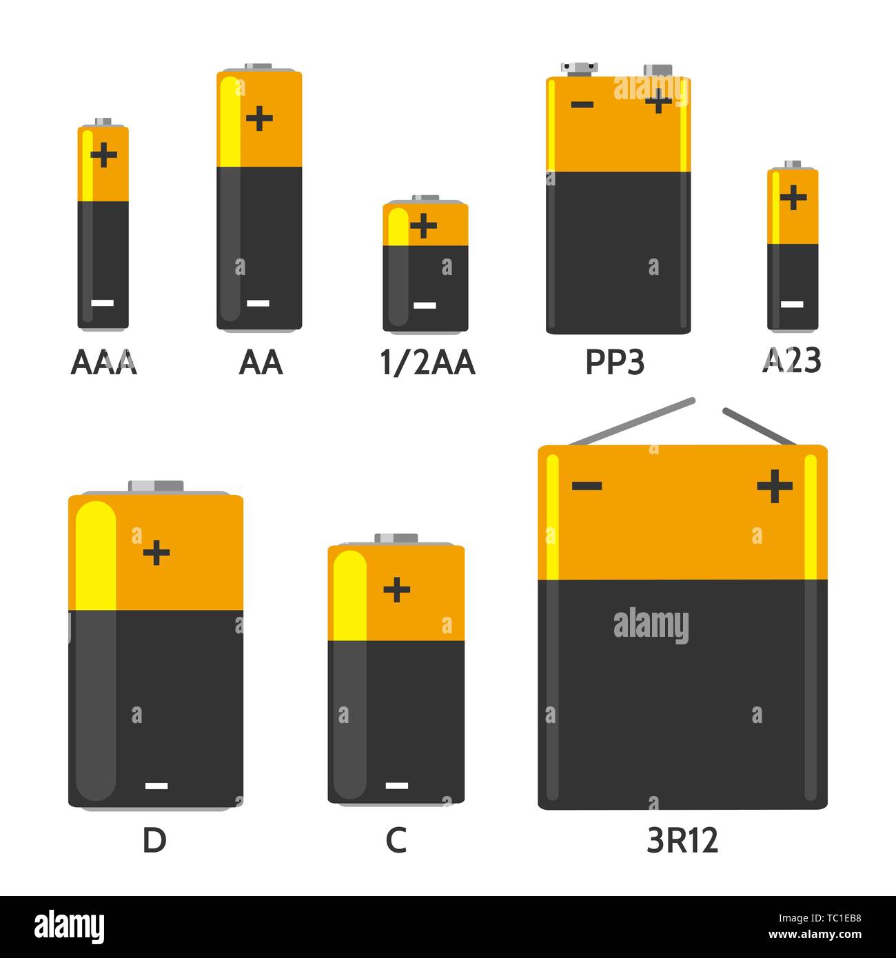 Batterys components. Alkaline or lithium cadmium batterie set, vector ...