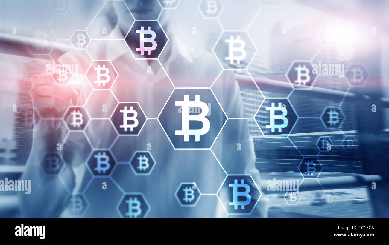 Bitcoin, Blockchain concept on server room background Stock Photo - Alamy